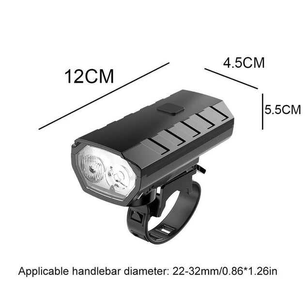 LED Bike Light USB Rechargeable 4 Modes Black ABS Cycle Front Lights W ...